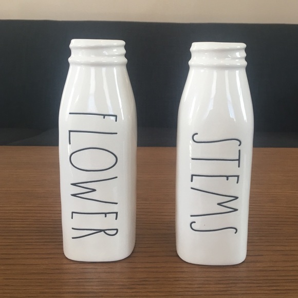 Rae Dunn | Other | Rae Dunn Flower And Stems Milk Bottle Vases | Poshmark
